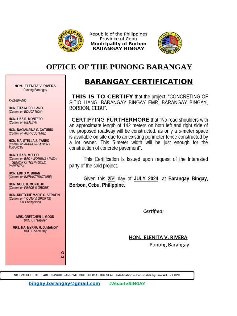 DPWH - FMR Sitio Liang-REVISED-05-14-2025 | PDF