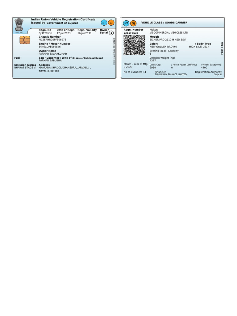 Gujarat Vehicle Registration Details | PDF | Vehicles | Motor Vehicle