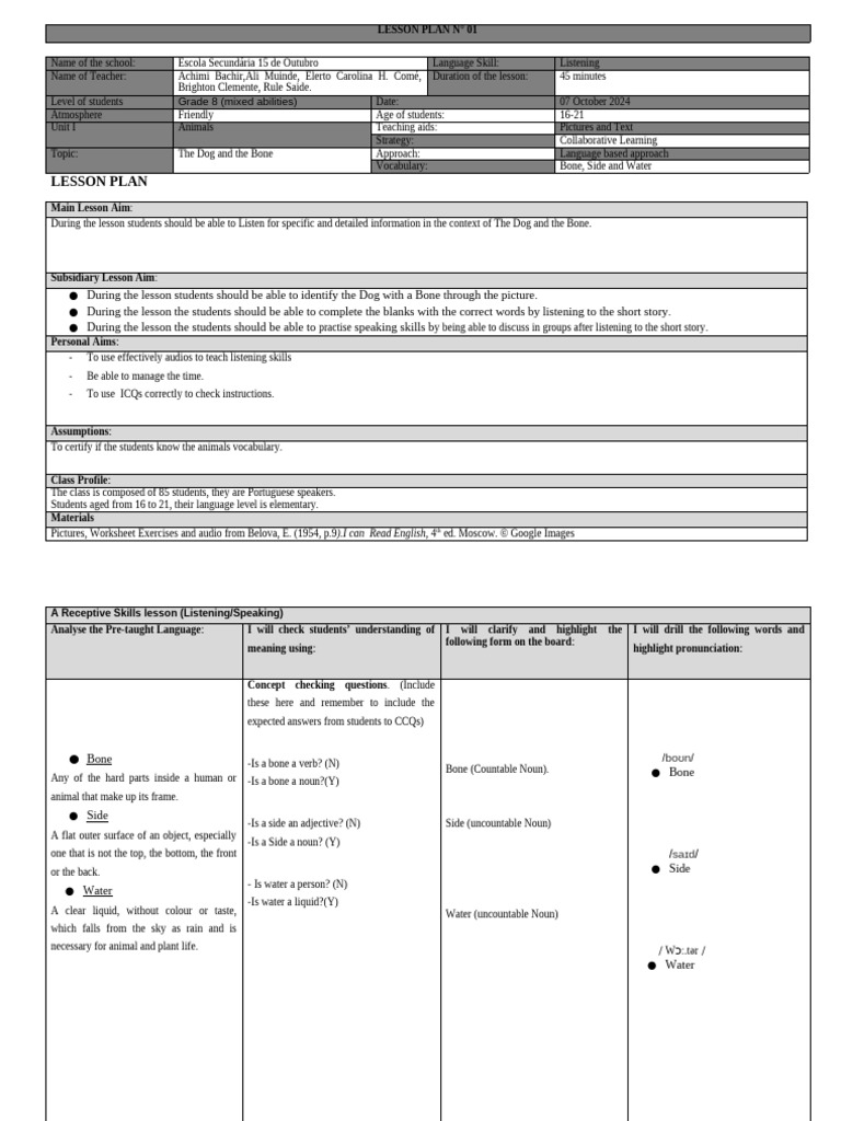 Lesson Plan Listening New | PDF | Lesson Plan | Noun