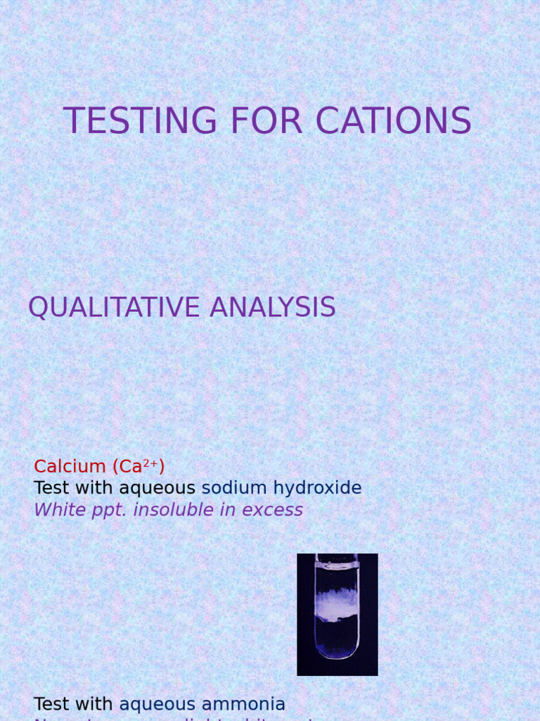 Cation and Anion Testing Methods | PDF | Hydroxide | Precipitation ...