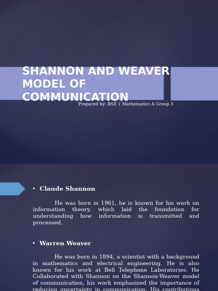 Shannon-Weaver Communication Model | PDF