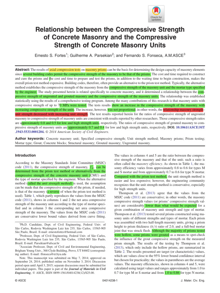 04 Relationship Between The Compressive Strength of Concrete Masonry ...