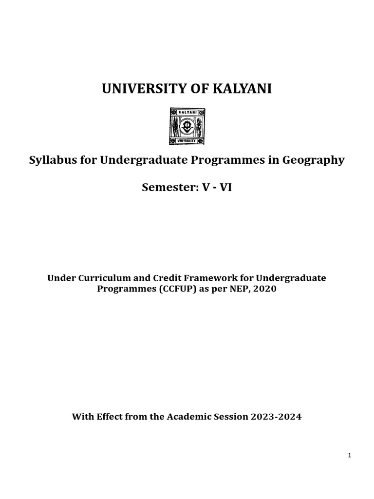 KU UG Geography Syllabus 2025 NEP | PDF | Hydrology | Geography