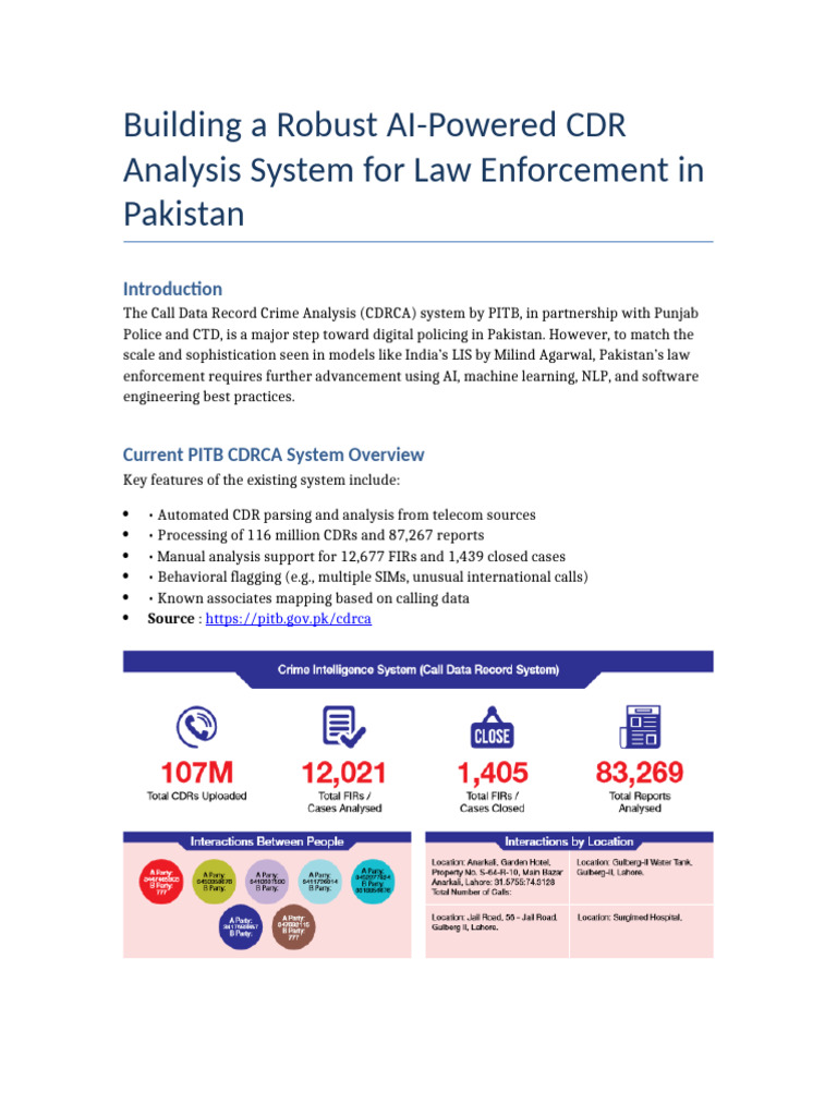 AI-Driven CDR Analysis for Pakistan Law Enforcement | PDF