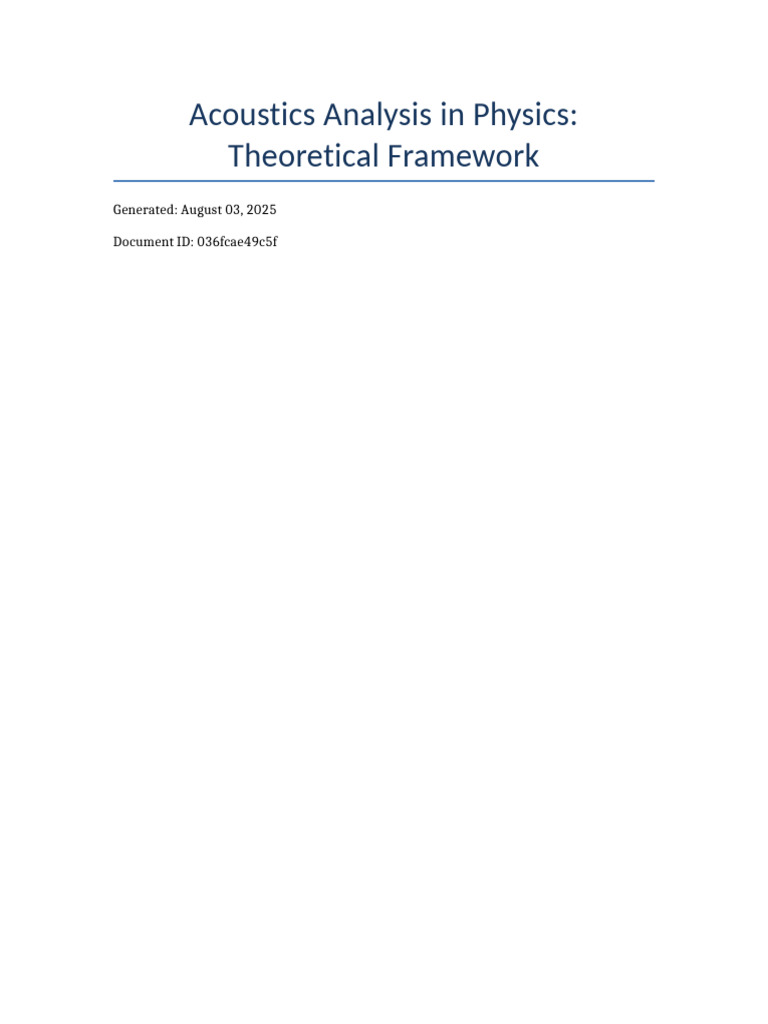 Advanced Acoustics: Theoretical Insights | PDF | Methodology | Physics