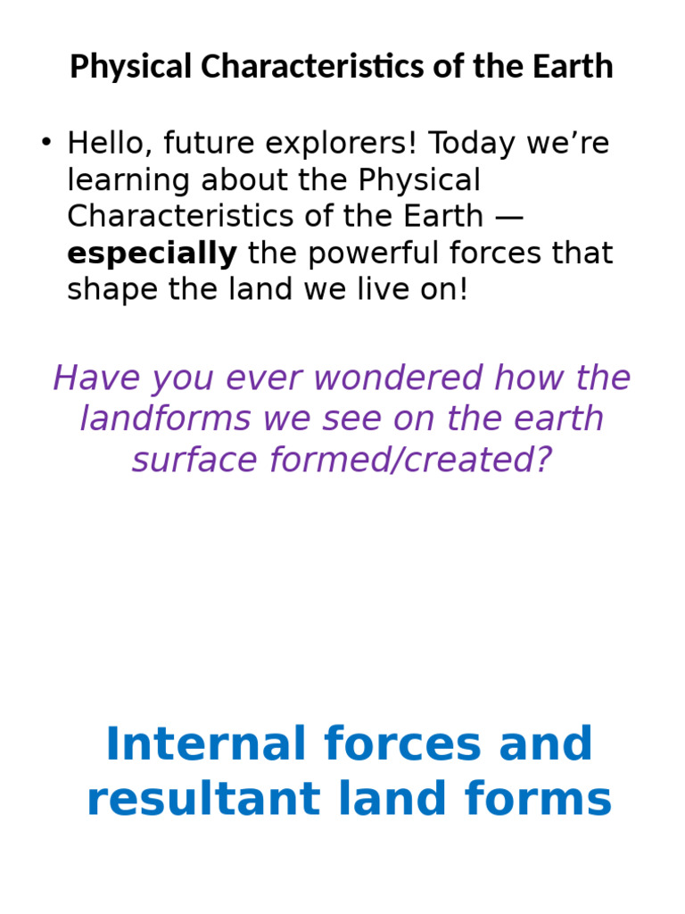 Internal Forces Shaping Earth's Landforms | PDF | Volcano | Earthquakes