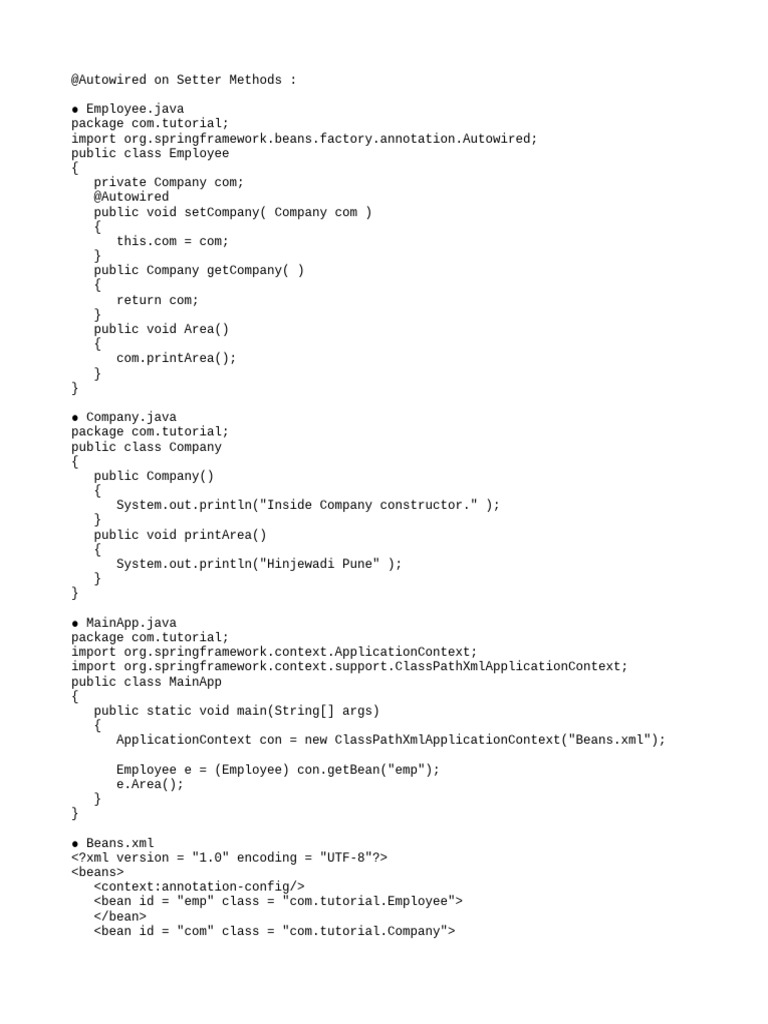 @autowired On Setter Methods | PDF