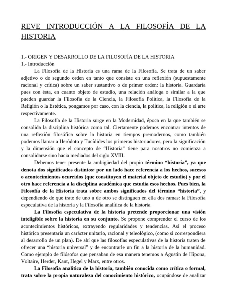 BREVEINTRODUCCIÓNALAFILOSOFÍADELAHISTORIA 1 | PDF | Jean François ...