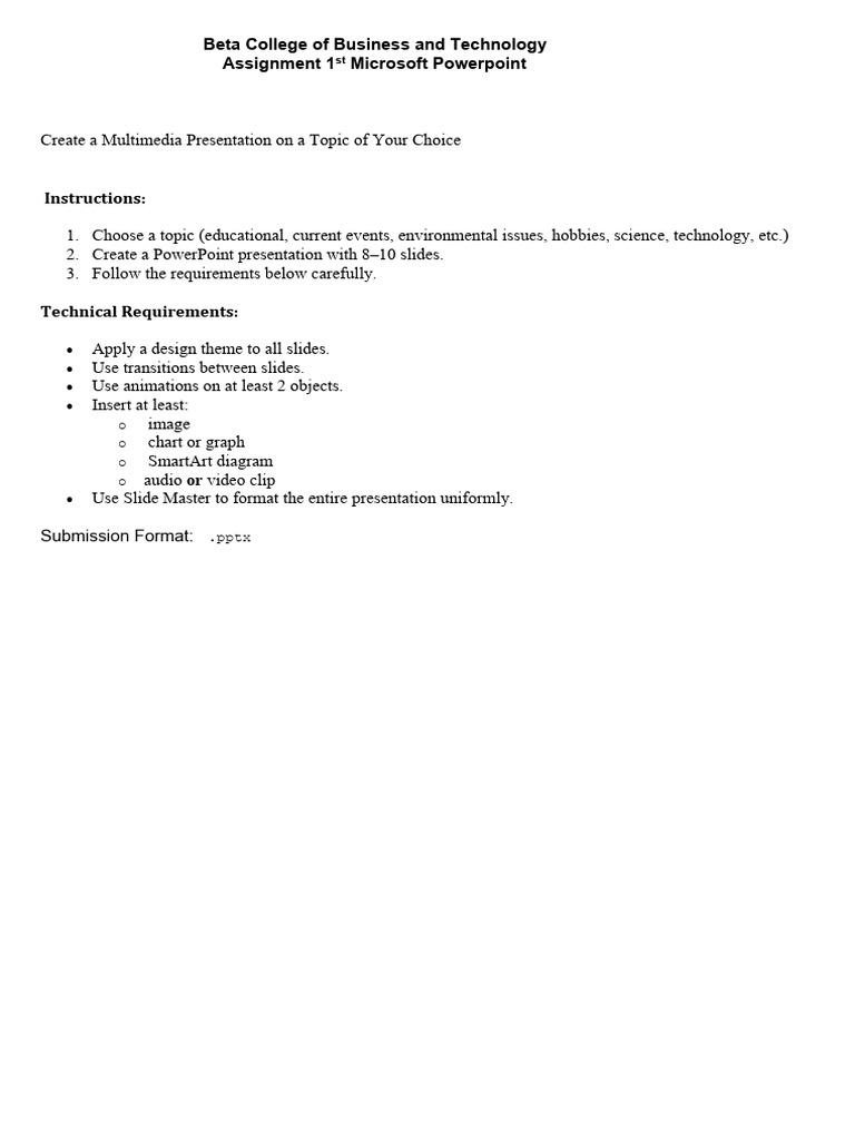 PowerPoint Presentation Assignment Guide | PDF