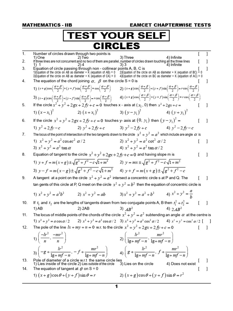 Mathematics-Iib - Eamcet Tests (Chapterwise) | PDF