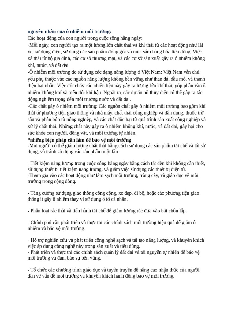 Lý Chuyên Đề BVMT | PDF