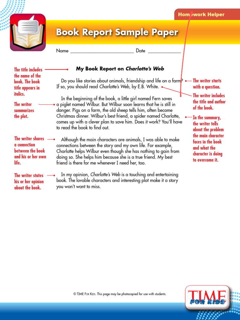 Book Report Sample PDF Copy | PDF