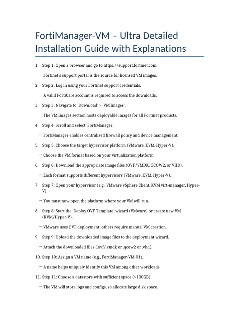 FortiManager VM Ultra Detailed Installation Explained | PDF | Virtual ...