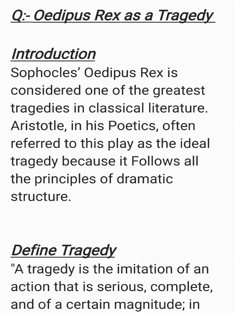 Oedipus Rex As A Tragedy | PDF