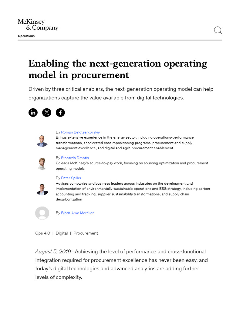 McKinsey - Enabling The Next-Generation Operating Model in Procurement | PDF | Artificial ...