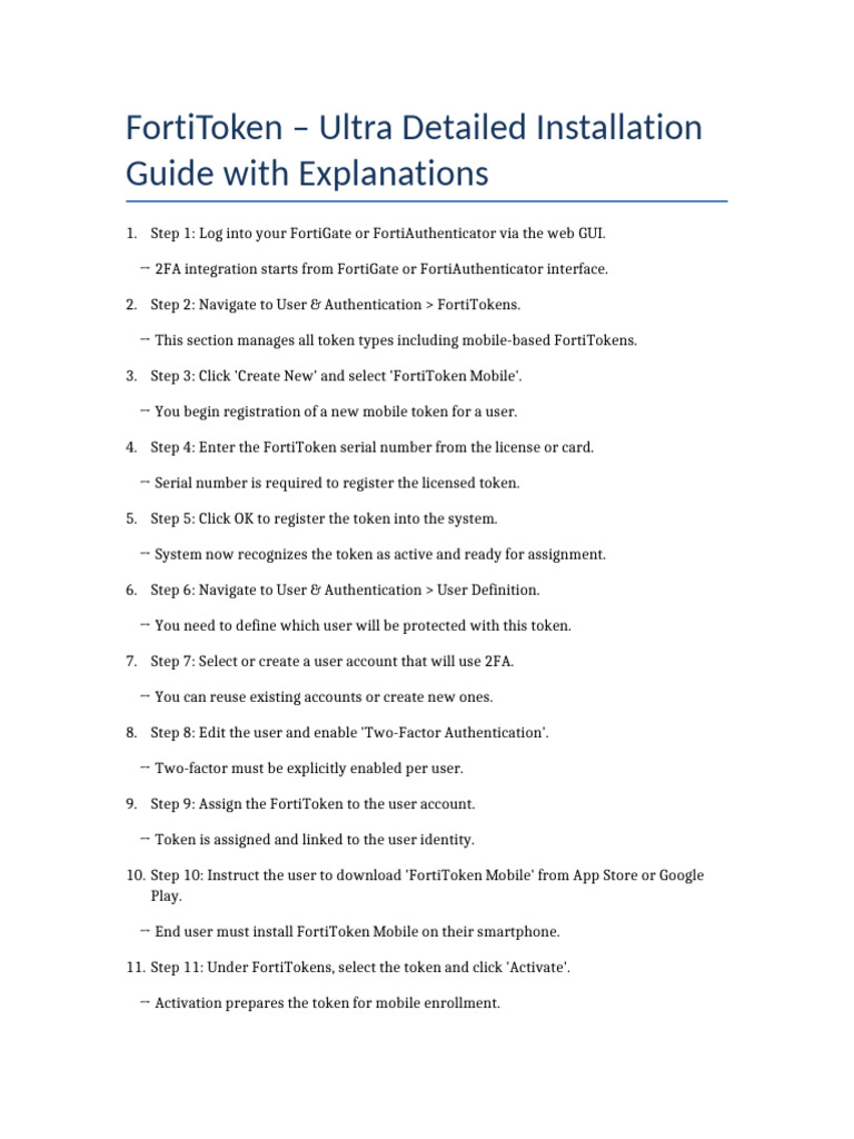 FortiToken Ultra Detailed Installation Explained | PDF