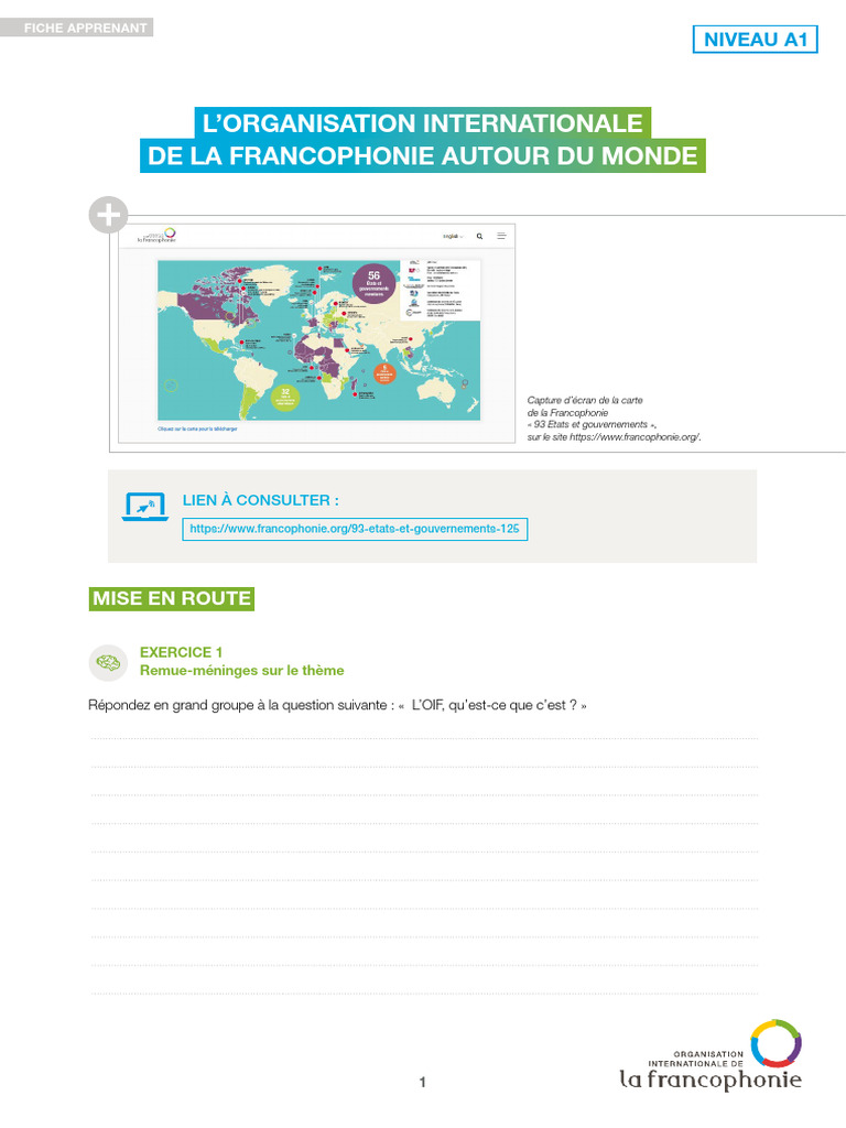 Carte de la Francophonie mondiale | PDF | la Francophonie