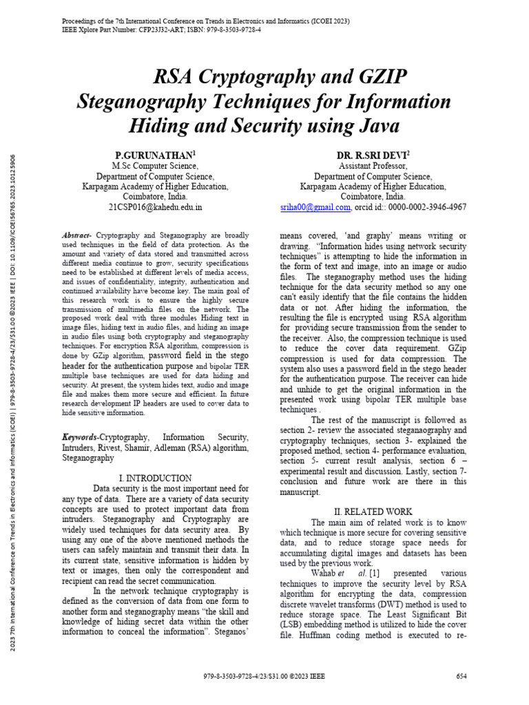 RSA Cryptography and GZIP Steganography Techniques For Information ...