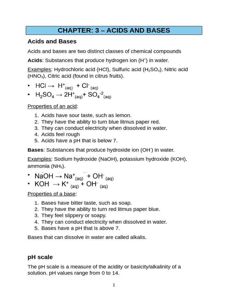 Acids and Bases: Key Concepts and Properties | PDF | Acid | Ph