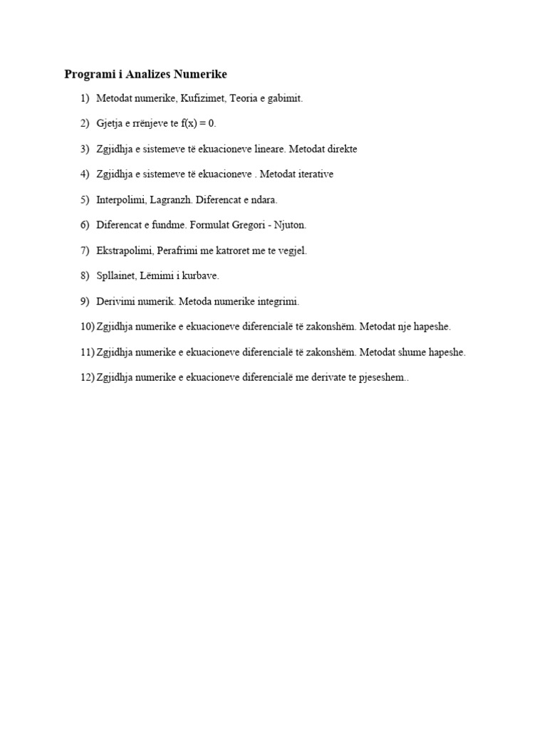 Programi I Analizes Numerike | PDF
