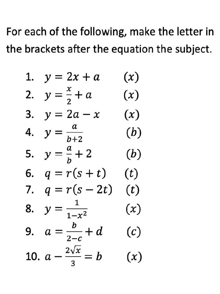 CHANGING-THE-SUBJECT Exercise | PDF