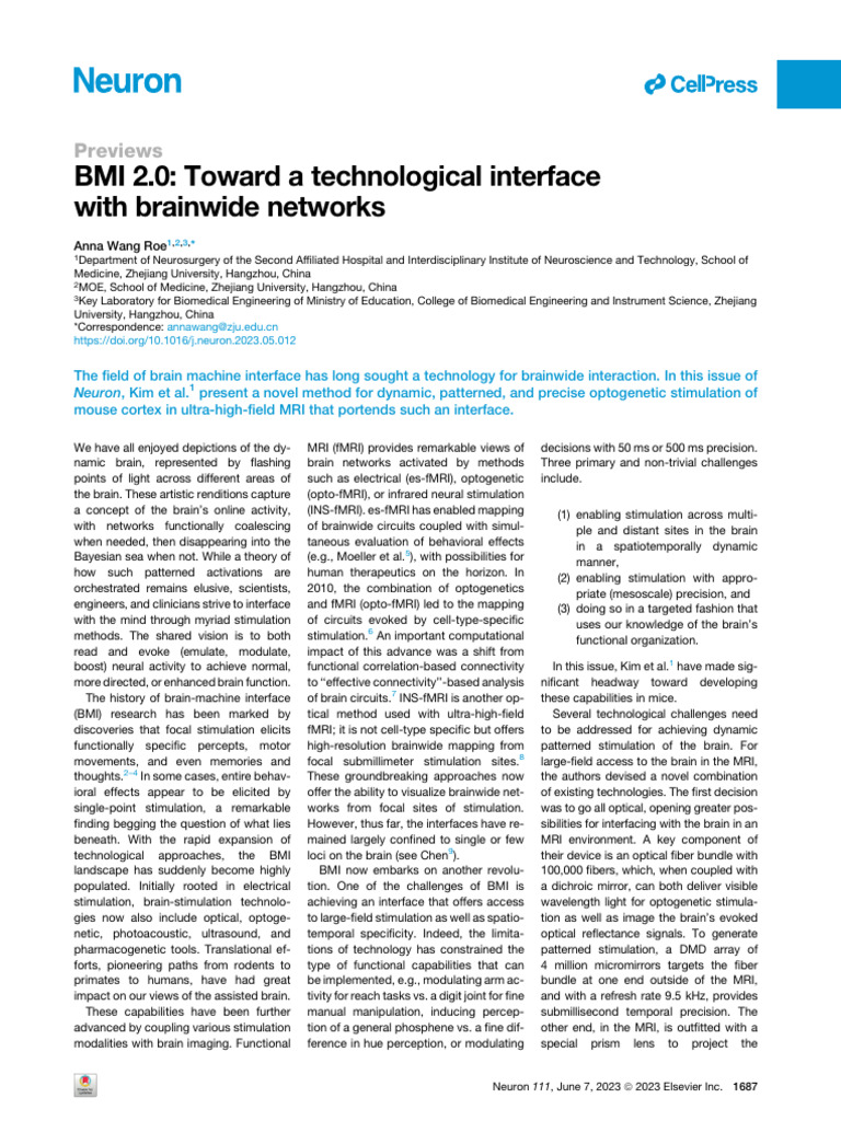 BMI 2.0 Toward A Technological Interface With Bra | PDF | Brain ...