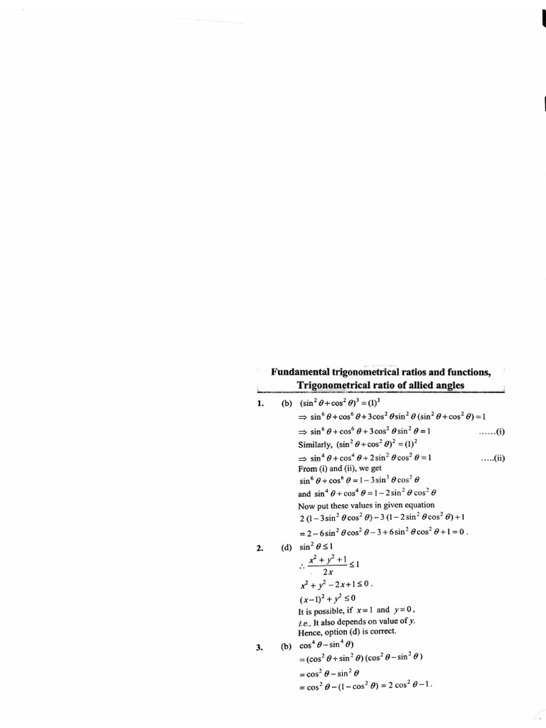 Trigo Sheet 1 Hints Pdf