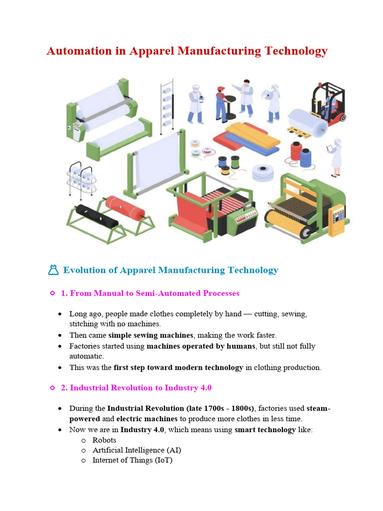 Automation in Apparel Manufacturing | PDF | Automation | Clothing