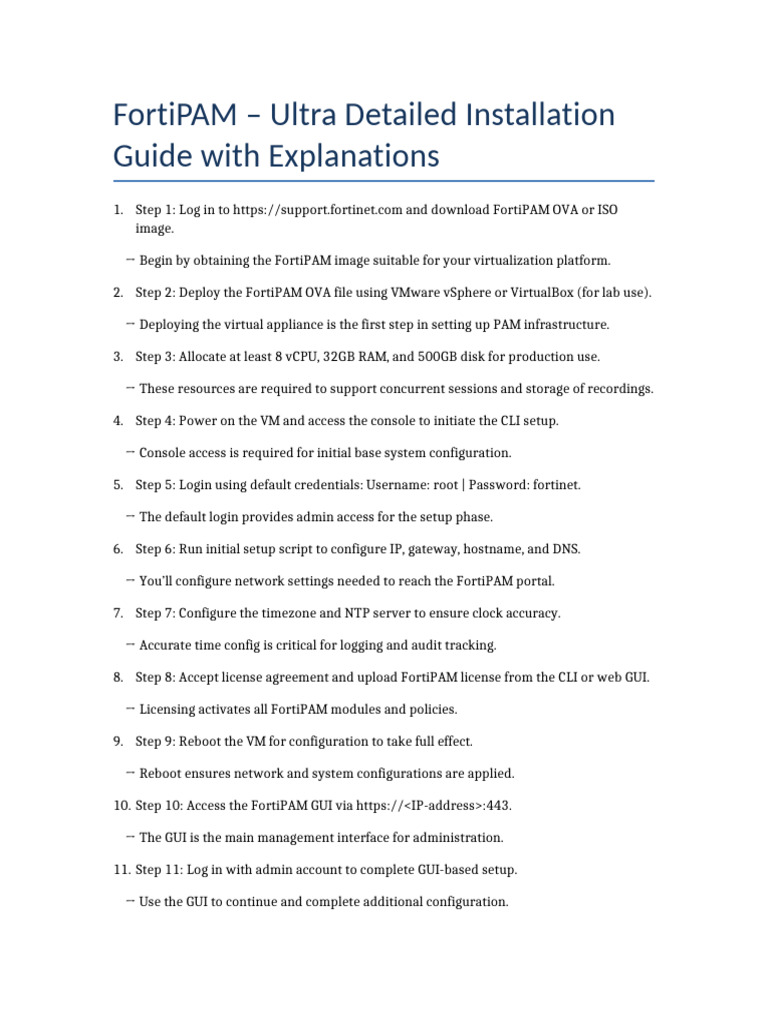 FortiPAM Ultra Detailed Installation Explained | PDF | Command Line ...