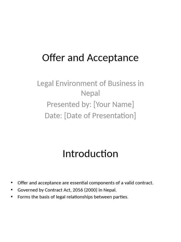 Offer and Acceptance Presentation | PDF