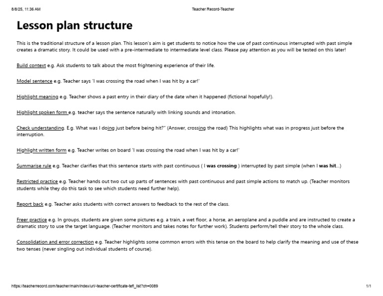 Lesson Plan Structure | PDF