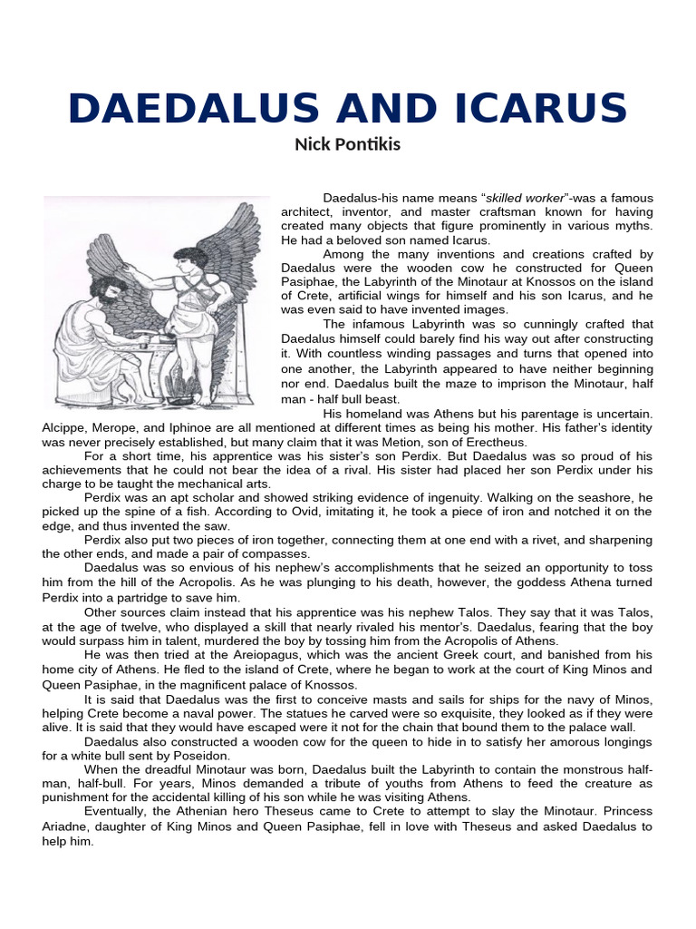 Story DAEDALUS AND ICARUS | PDF | Minotaur