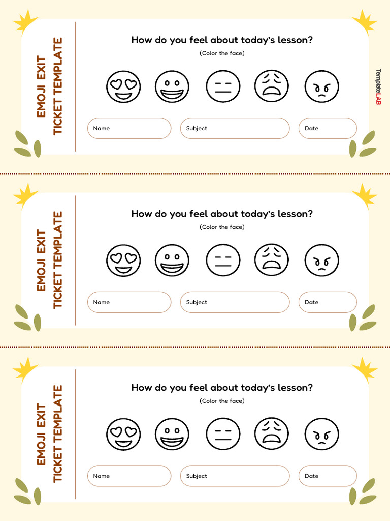 Emoji Exit Ticket Template | PDF