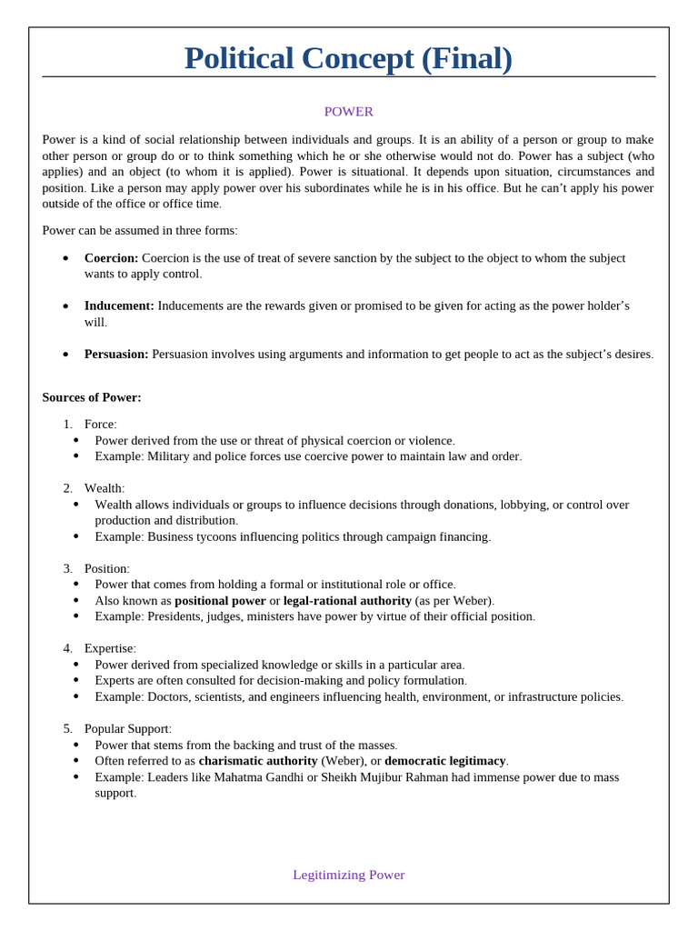 Political Concept Final | PDF | Power (Social And Political ...