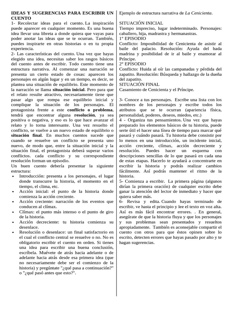 Guia para Escribir Un Cuento | PDF | Cuentos | Narración