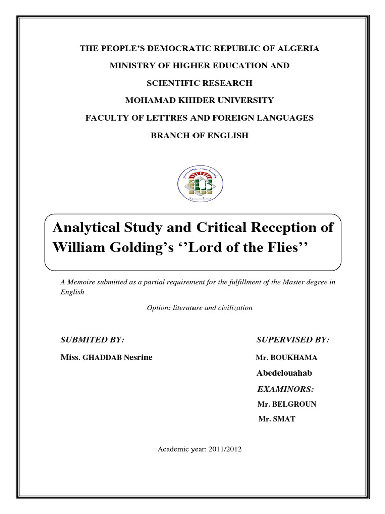 Analysis of Golding's Lord of The Flies | PDF
