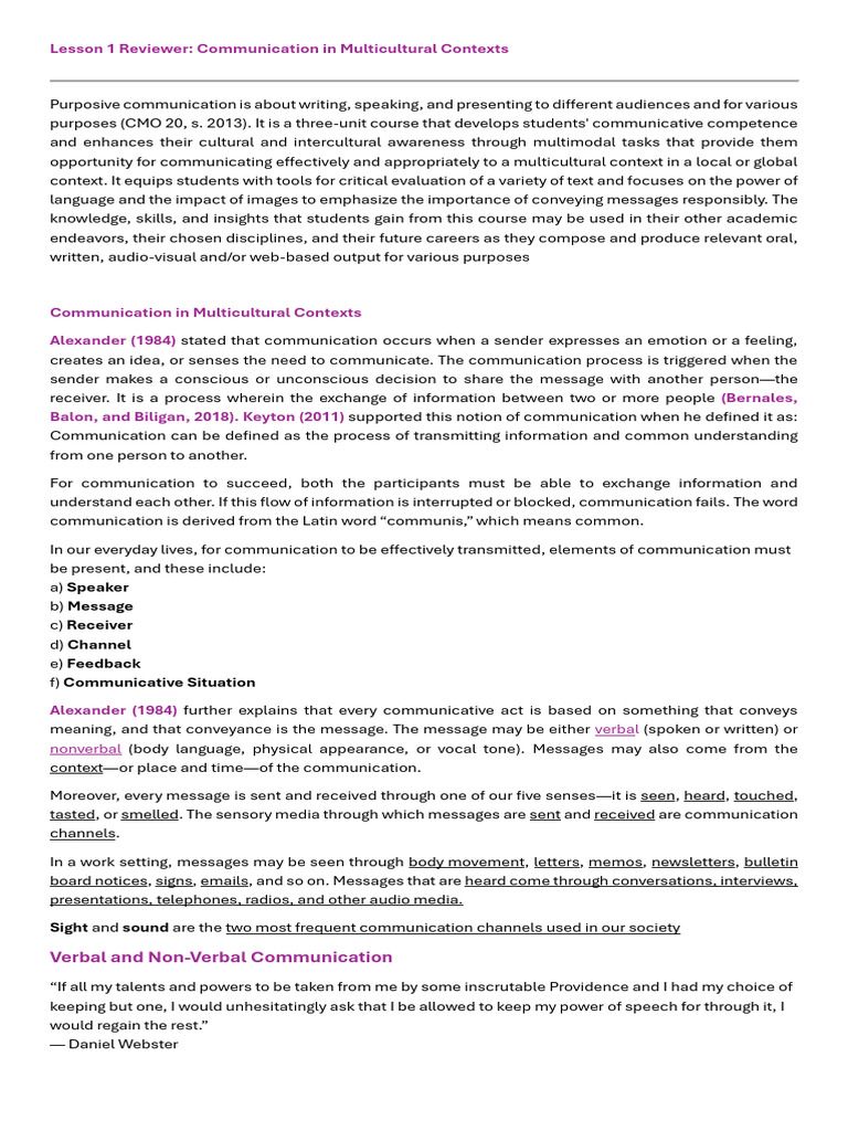 Purposive Communication Reviewer - 040659 | PDF | Communication ...