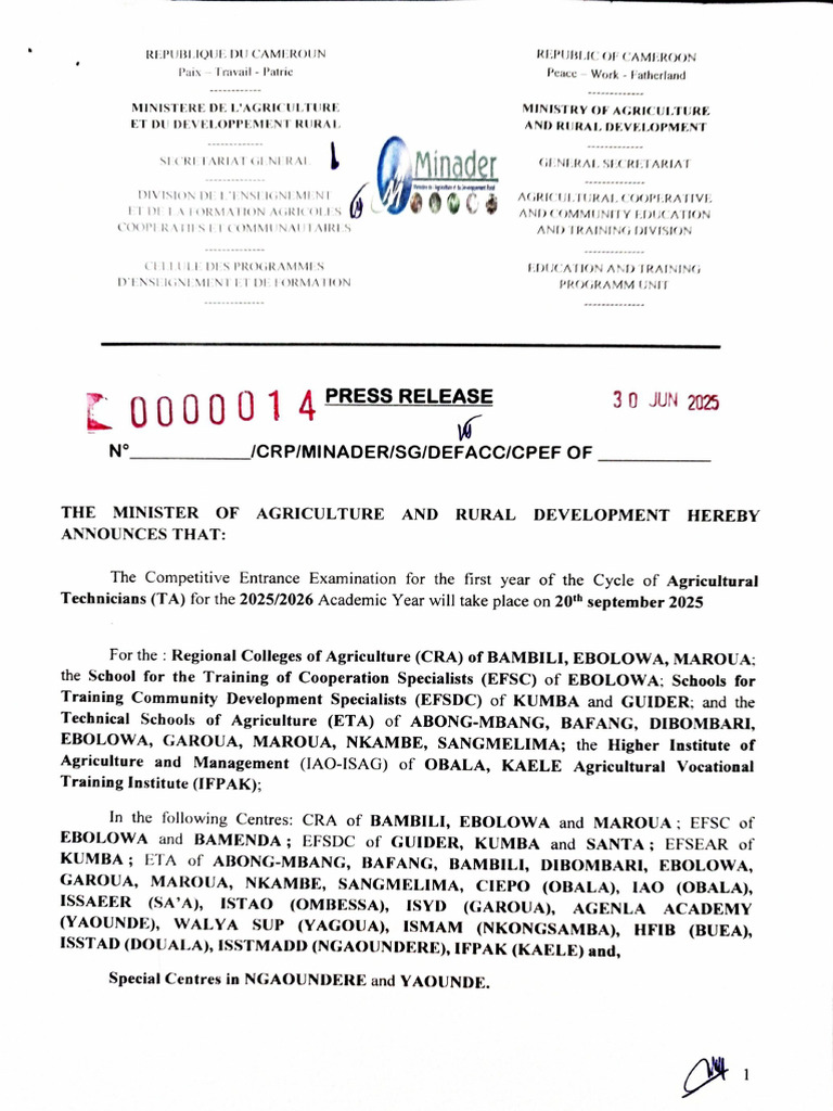 Agric Schools Concour Bambili | PDF