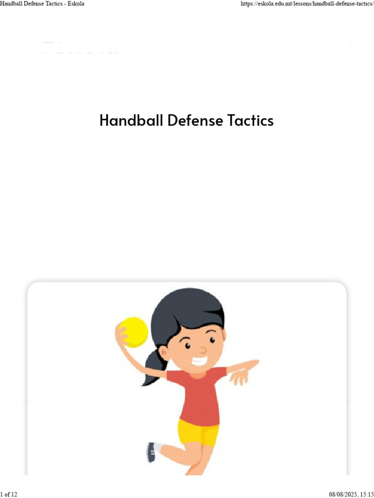 Handball Defense Tactics - Eskola | PDF