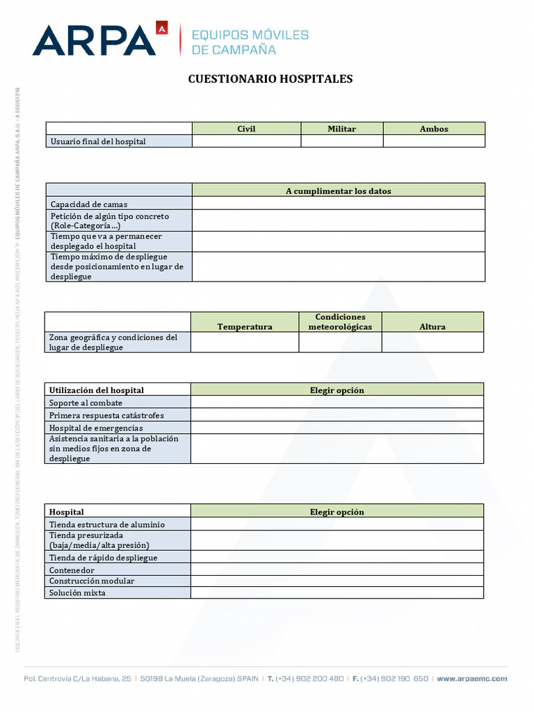 Checklist Hospitals & Fieldcamps - Arpa - Esp | PDF | Hospital