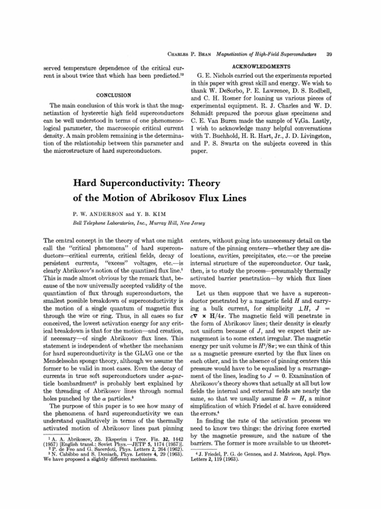 Hard Superconductivity Theory of The Motion of Abrikosov Flux Lines ...