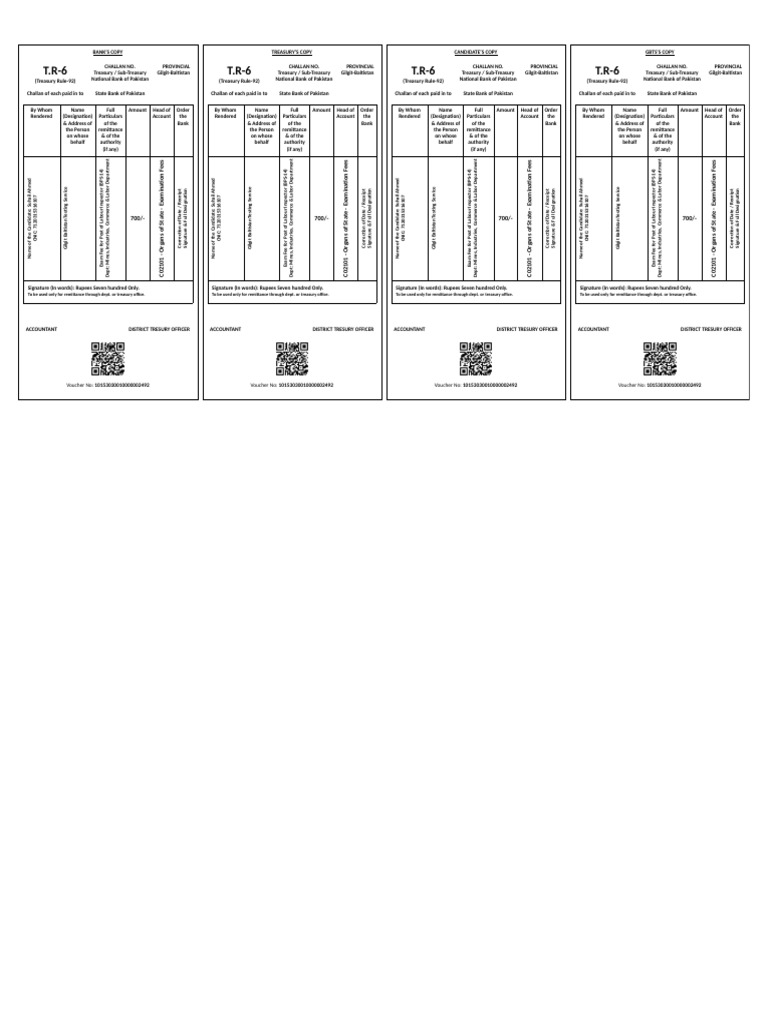 TR-6 Challan - Labour Inspector (BPS-14) | PDF | Money | Government Institutions