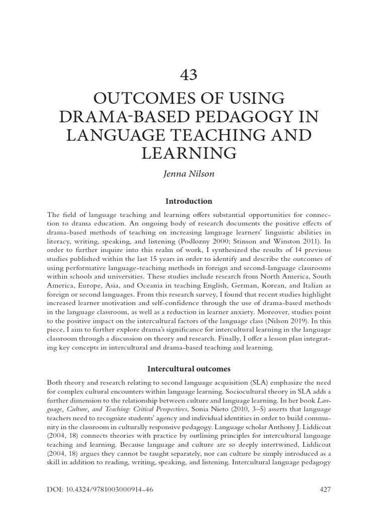Outcomes of Using Drama-Based Pedagogy | PDF | Second Language ...