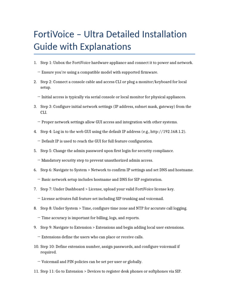 FortiVoice Ultra Detailed Installation Explained | PDF | Session ...
