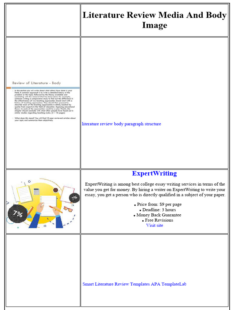 Literature Review Media and Body Image | PDF | Essays | Systematic Review