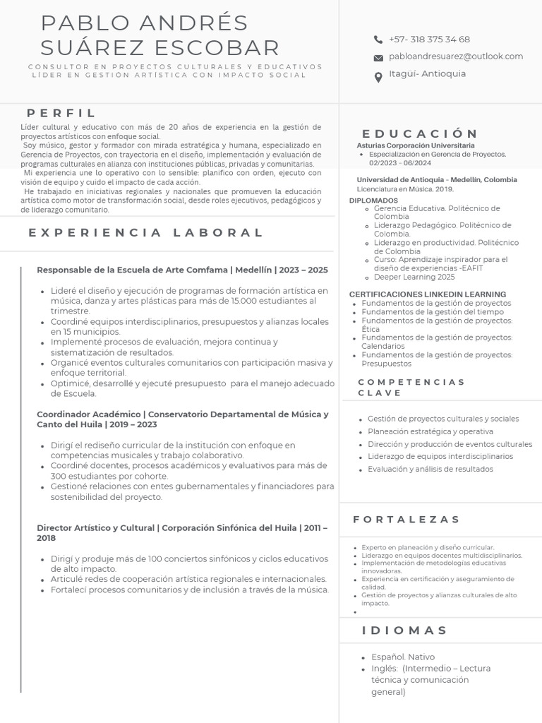 CV Pablo Andrés Suárez Escobar Batuta | PDF
