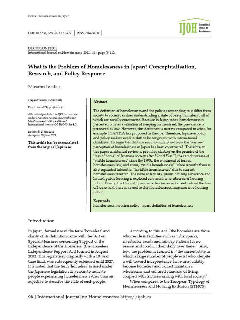 Understanding Homelessness in Japan | PDF | Homelessness | Public Housing