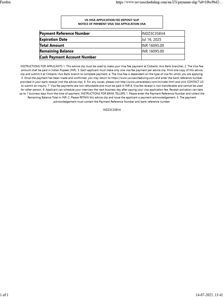 US Visa Fee Payment Instructions | PDF | Payments | Fee