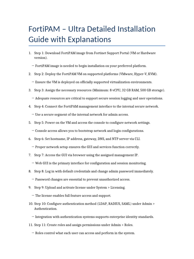 FortiPAM Ultra Detailed Installation Explained | PDF | Computer Network | Virtual Machine