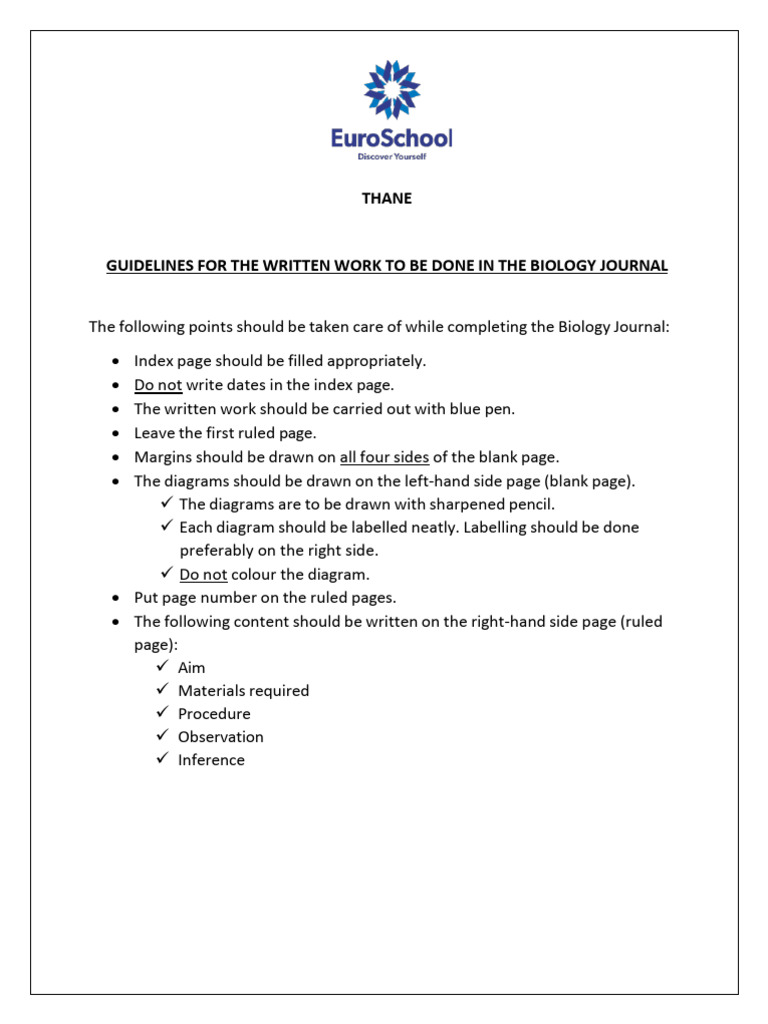 Gr10 - Bio - Complete Practical Journal - Guidelines & Index | PDF